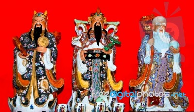 The Three Chinese Gods Status Stock Photo - Royalty Free Image ID 100138649