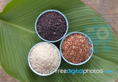 Three Type Of Rice In Cup Stock Photo - Royalty Free Image ID 10054026