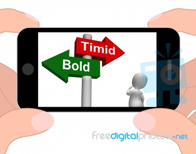 Timid Bold Signpost Displays Fear Or Courage Stock Image - Royalty Free ...