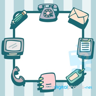 Tools And Objects For Office Communication Frame Background Stock Image ...