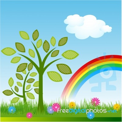 Tree And Rainbow Stock Image - Royalty Free Image ID 10048685