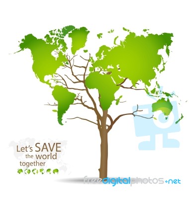Tree Shaped World Map Stock Image - Royalty Free Image ID 100213733