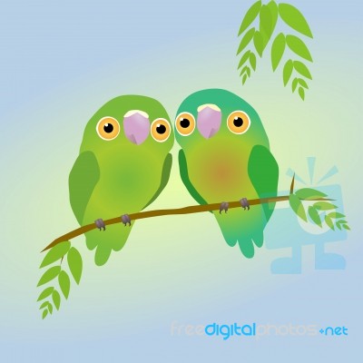 Two Cute Parrots Stock Image - Royalty Free Image ID 100465467