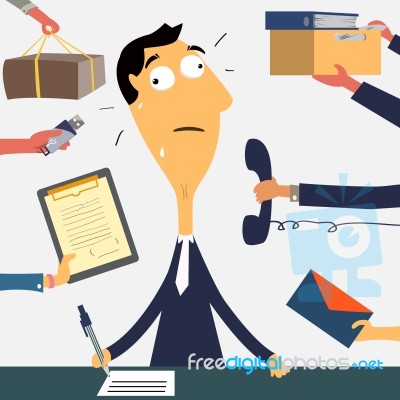 Very Busy Businessman Stock Image - Royalty Free Image ID 100224336