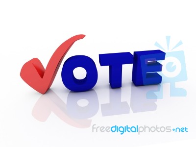 Vote Text With Check Mark Stock Image - Royalty Free Image ID 100107805