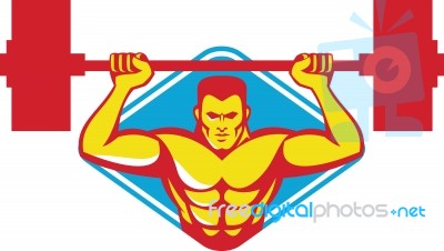 Weightlifter Bodybuilder Lifting Weights Retro Stock Image - Royalty ...