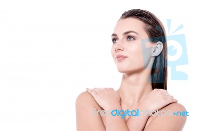 Woman Covering Her Body Stock Photo - Royalty Free Image ID 100406972