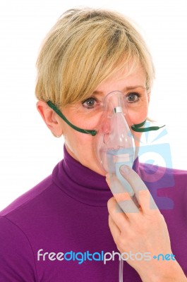 Woman With Mask For Oxygen Stock Photo - Royalty Free Image ID 10038467