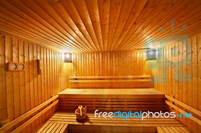 Wood Sauna Room Stock Photo - Royalty Free Image ID 10077626