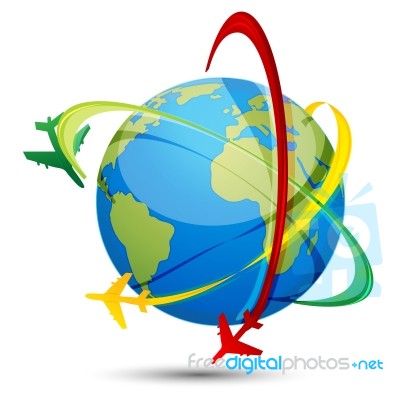 World Tour With Plane Stock Image - Royalty Free Image ID 10048218