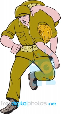 World War Two American Soldier Carry Wounded Comrade Stock Image ...