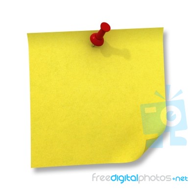 Yellow Sticky Note With Pin Stock Image - Royalty Free Image ID 10075052